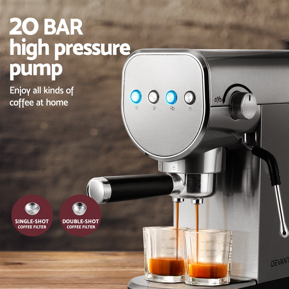 Devanti 20 Bar Coffee Machine Espresso Cafe Maker – Kitchen Alliance