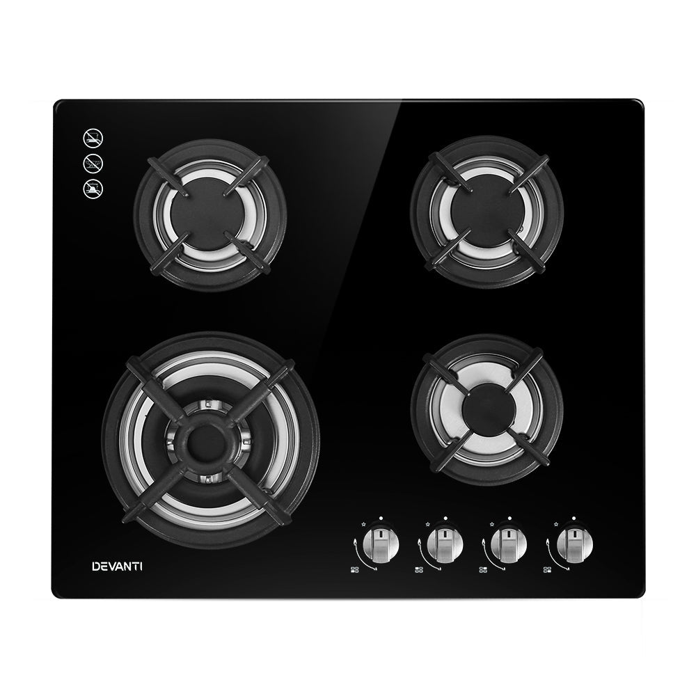 Devanti 60cm Gas Cooktop - 4 Burner Black – Kitchen Alliance